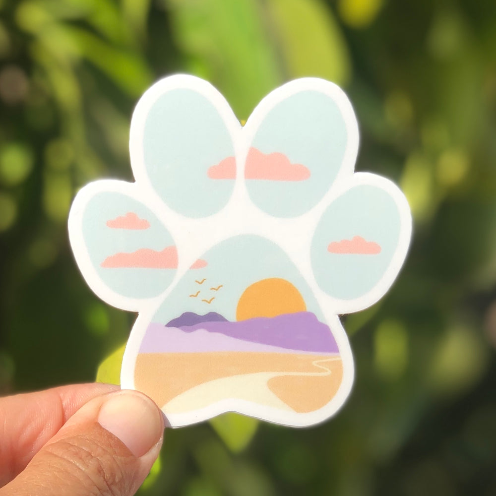 Beach Dog Paw | Vinyl Die-Cut Sticker for Dog Lovers